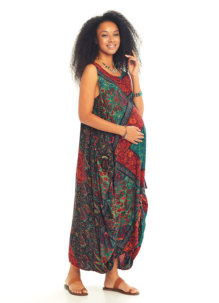 Ethnic Print Boho Maternity Maxi Dress | Wholesale Boho Clothing